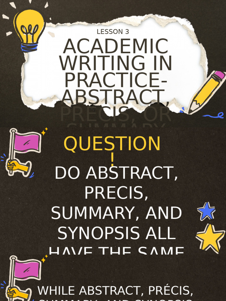 Academic Writing in Practice Abstract Precis or Summary | PDF ...