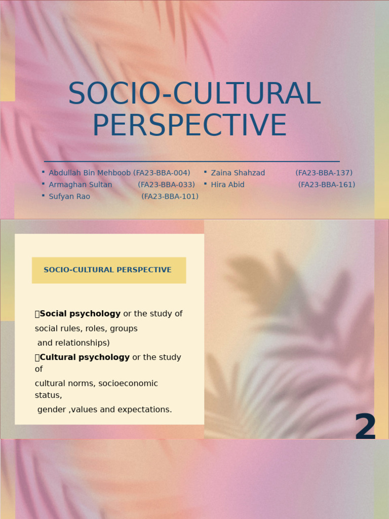 Socio Cultural Perspective | PDF | Liberal Arts Education | Cognitive ...