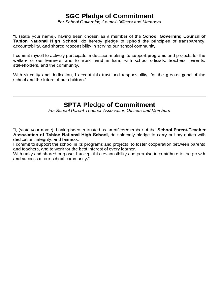 Pledge of Commitment | PDF