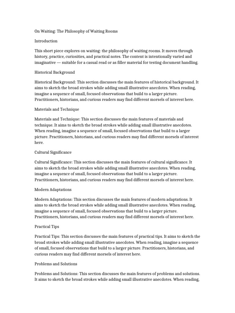 Philosophy of Waiting Rooms Explained | PDF