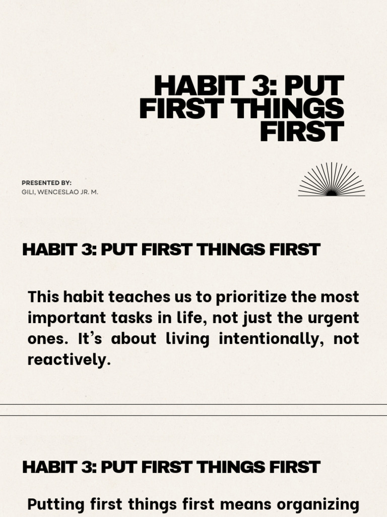 Mastering Habit 3: Prioritize Effectively | PDF