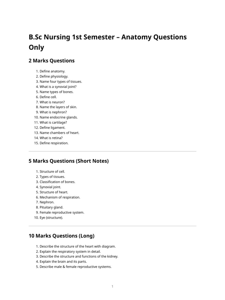 Anatomy Question | PDF
