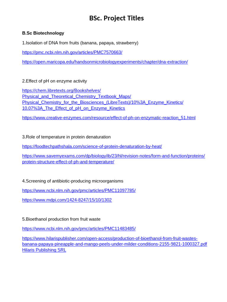 Final Sheet BSC Project Links | PDF | Plants | Biotechnology