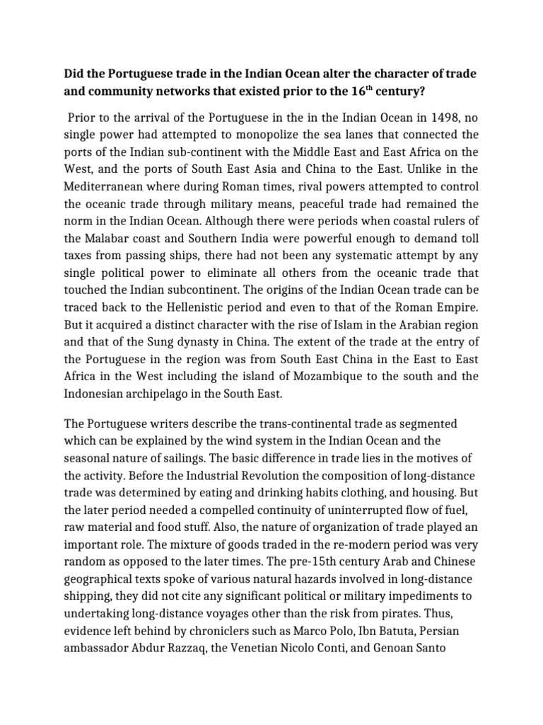 Impact of Portuguese Trade on Indian Ocean | PDF | Indian Ocean | Trade