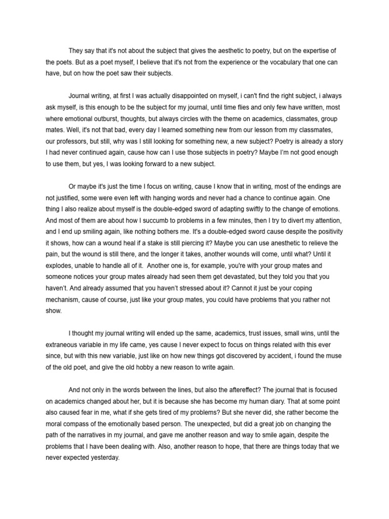 Journal Writing Reflection Paper | PDF | Psychology