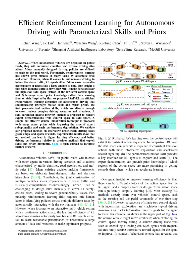 Efficient Reinforcement Learning For Autonomous | PDF