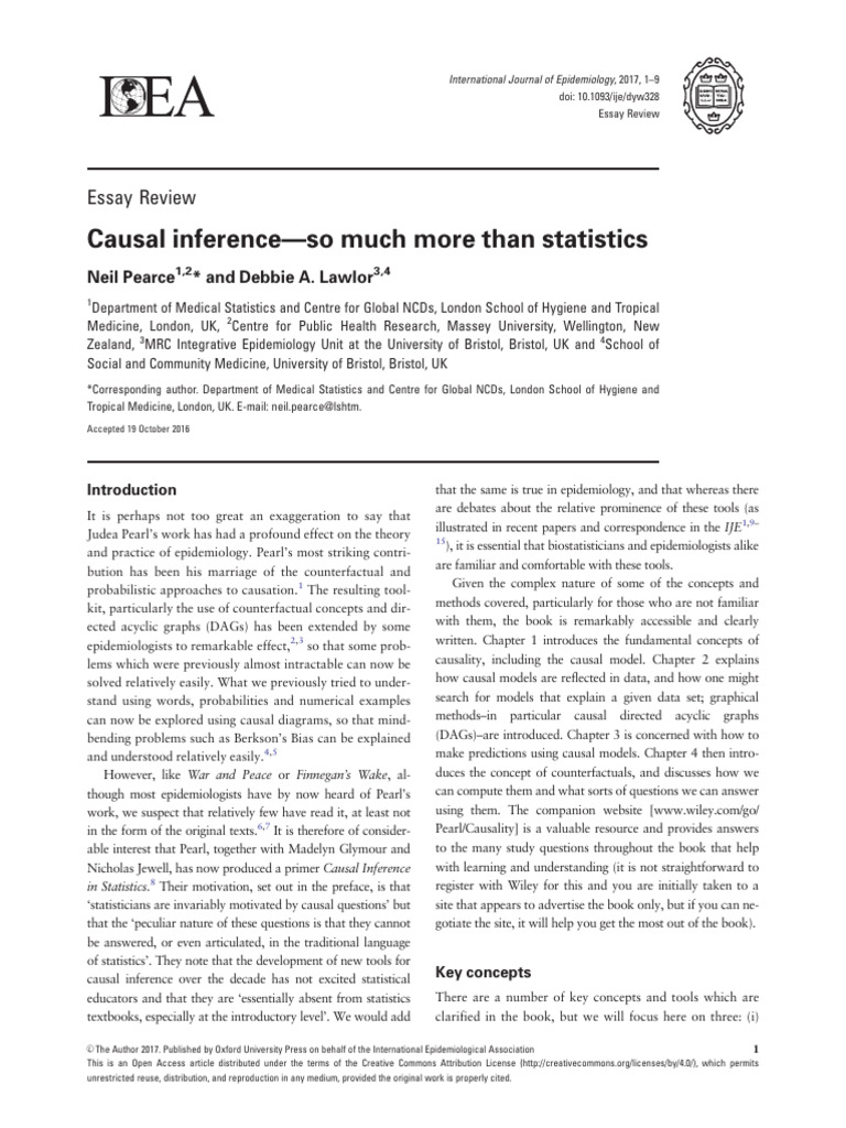Pearce Causal Inference Int J Epi | PDF | Confounding | Causality