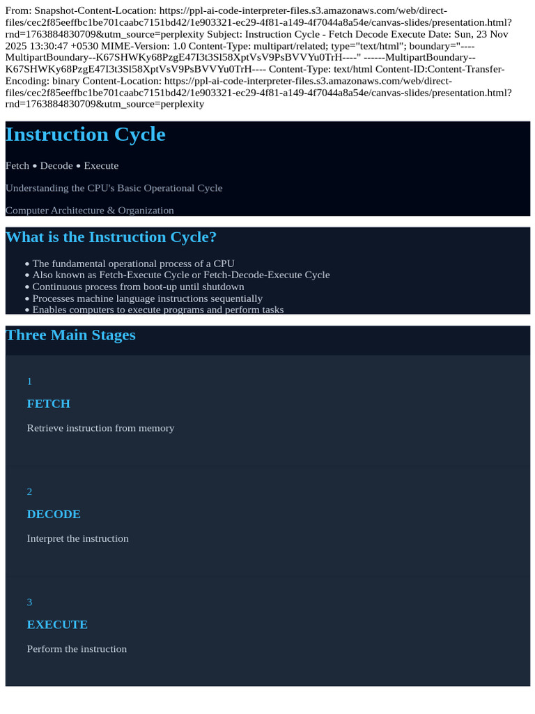 Instruction Cycle - Fetch Decode Execute | PDF | Central Processing Unit | Computing