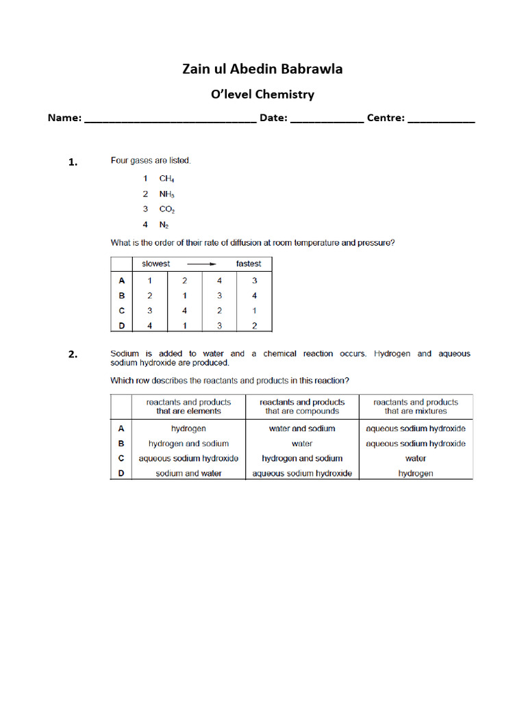 Grand Test 1 (States Atomic Bonding Moles Redox Equilibrium Energetics ...
