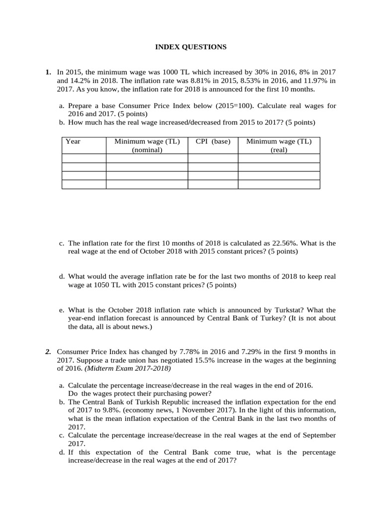 W7 - 4-New Index Questions | PDF | Inflation | Consumer Price Index