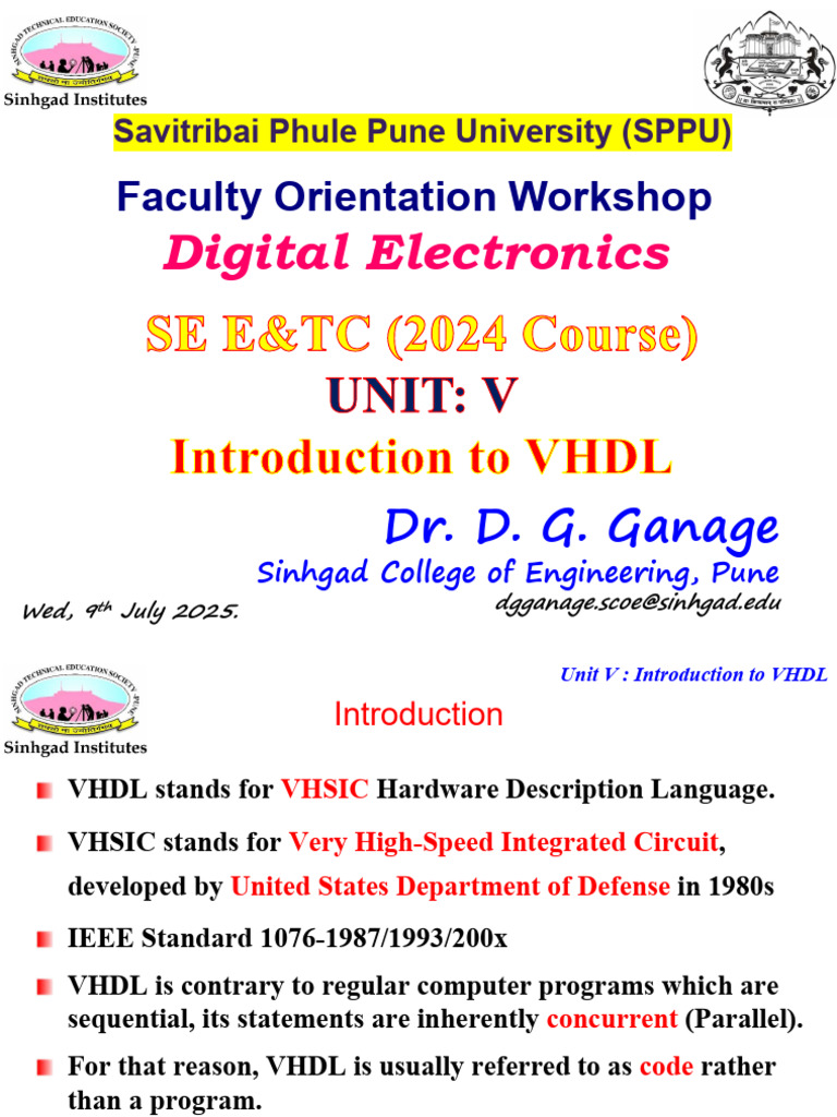 5 Unit V Introduction To VHDL | PDF | Vhdl | Hardware Description Language