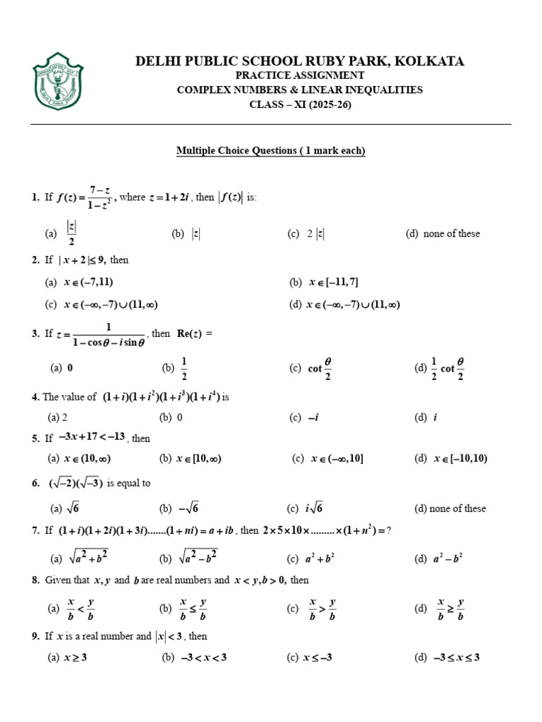 Complex Numbers and Linear Inequalities | PDF | Length | Number Theory