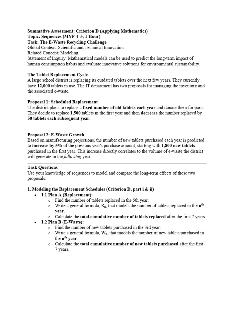 Ch D Summative Assessment | PDF | Electronic Waste