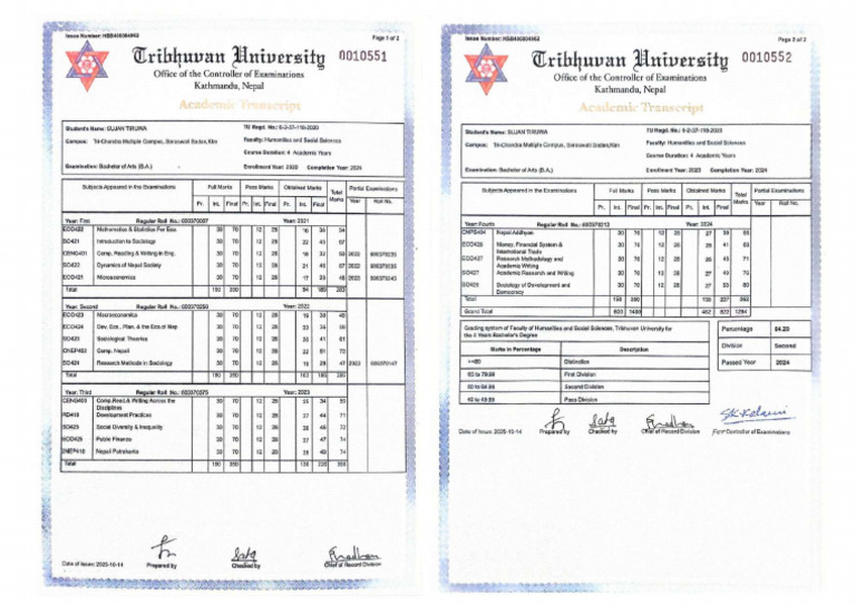 Bachelor Transcript | PDF