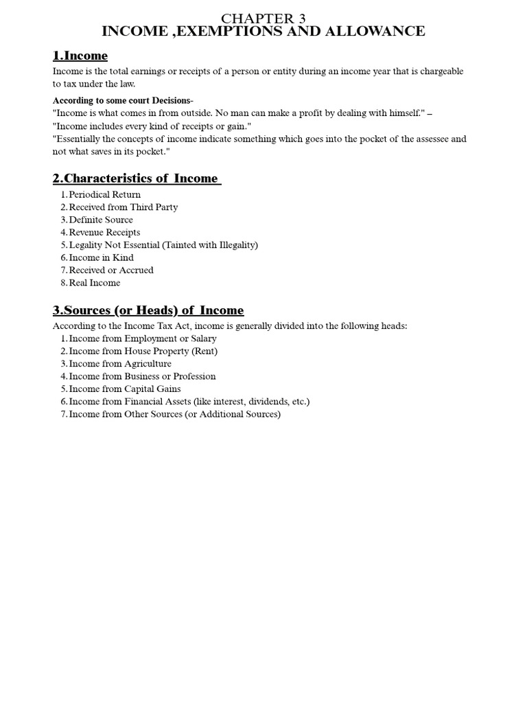 Chapter 3. Income Exemptions and Allowance | PDF | Tax Exemption | Taxes