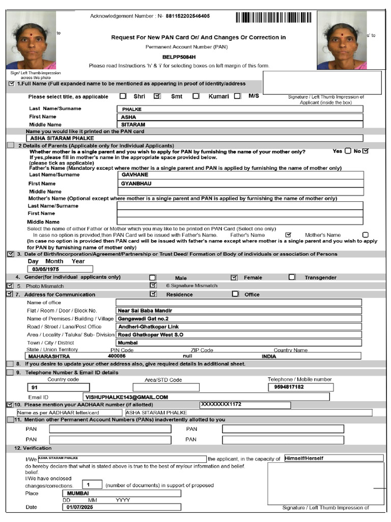 Pan Card Application | PDF