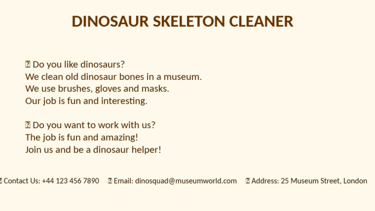 Dinosaur Skeleton Cleaning Jobs | PDF