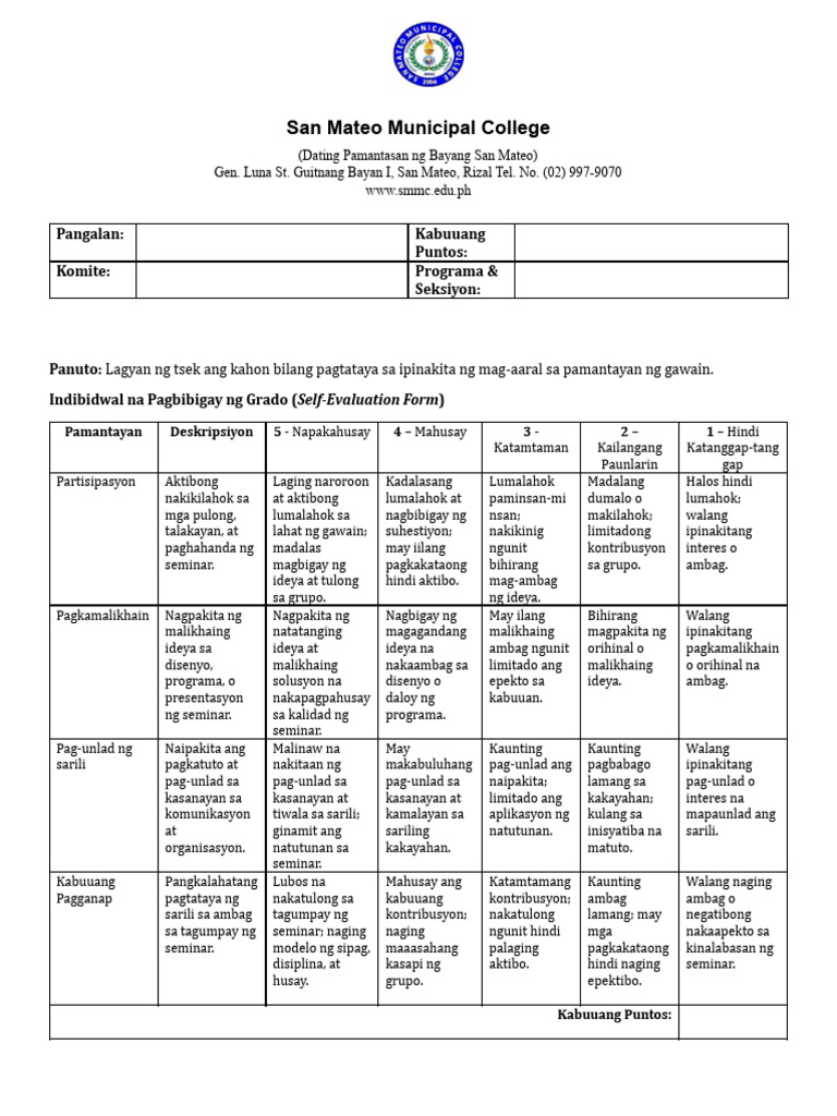 Individual Member Rating Sheet Leader Committee | PDF