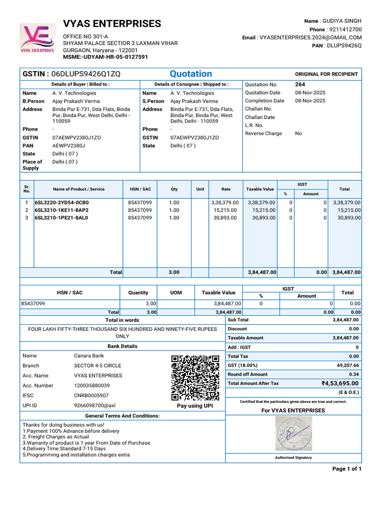 Quotation 264 a v Technologies Ajay Prakash Verma | PDF | Taxation | Government Finances