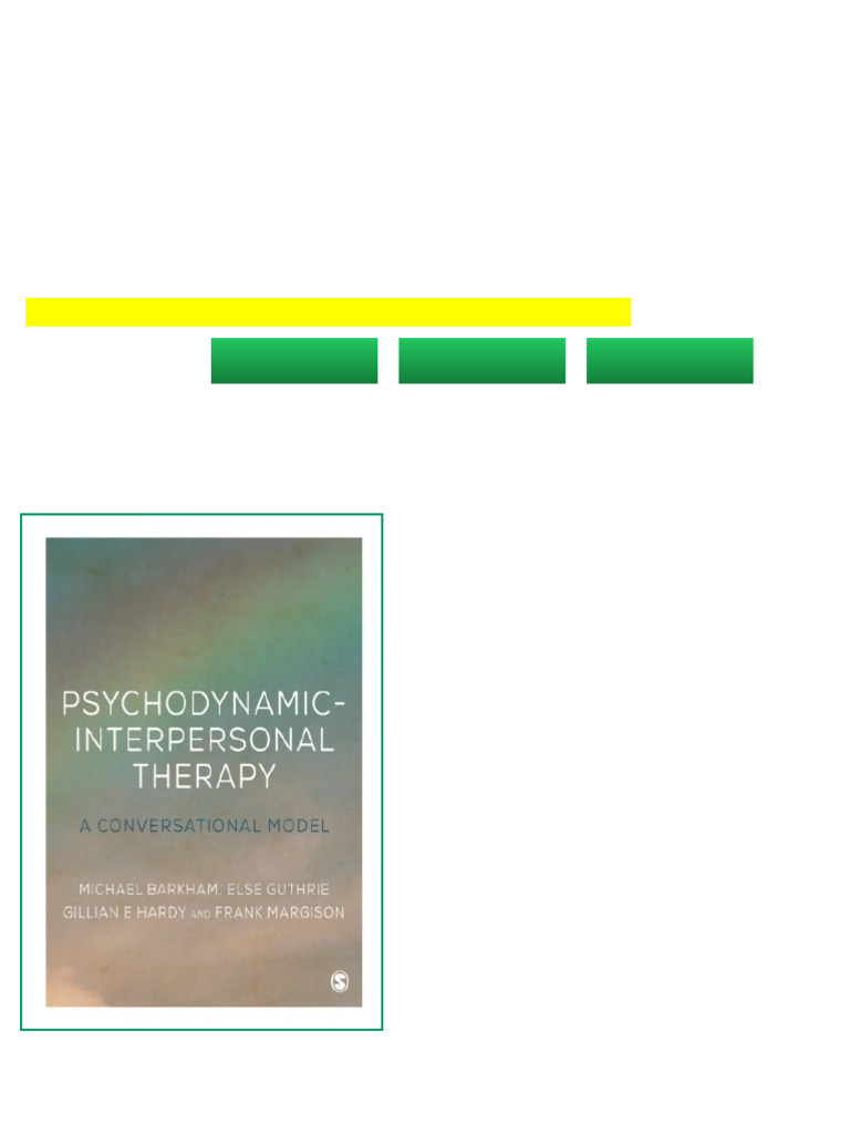 (Ebook) Psychodynamic-Interpersonal Therapy: A Conversational Model by ...