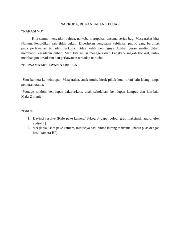Script VO Narkoba | PDF