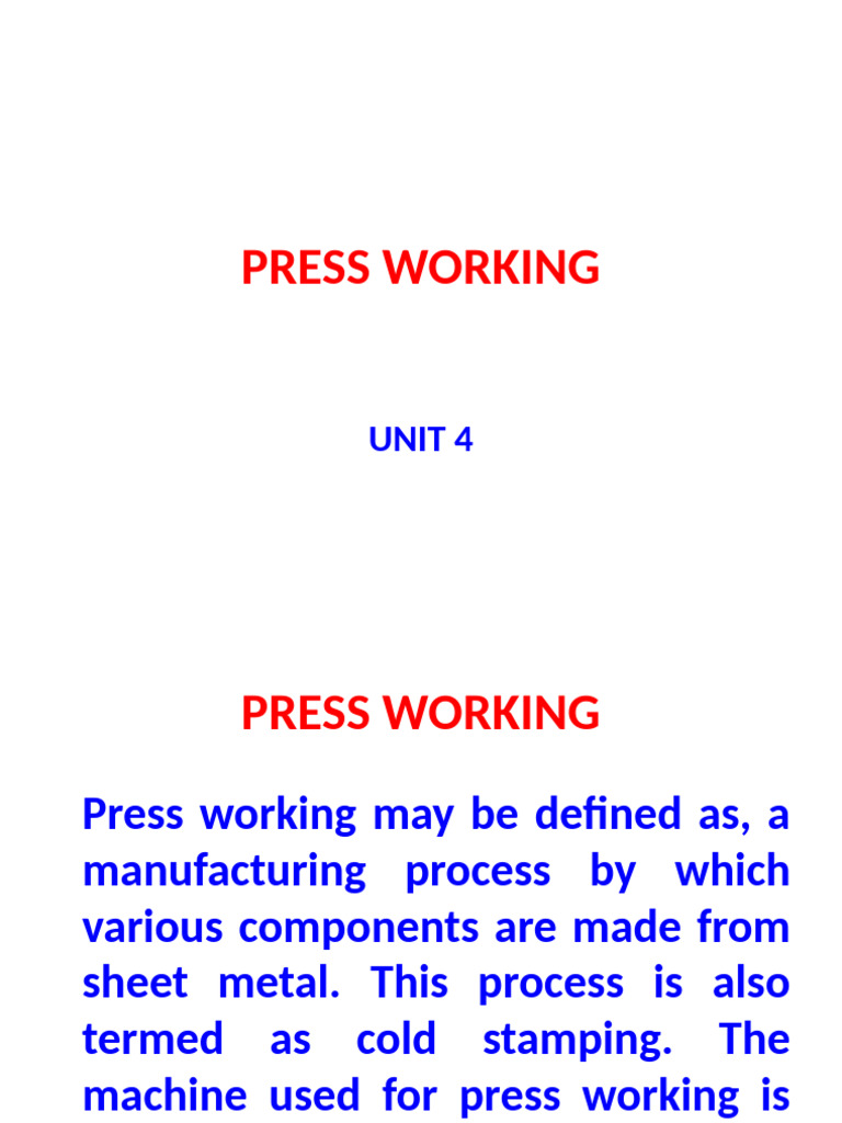 Understanding Press Working Techniques | PDF | Sheet Metal | Mechanical ...