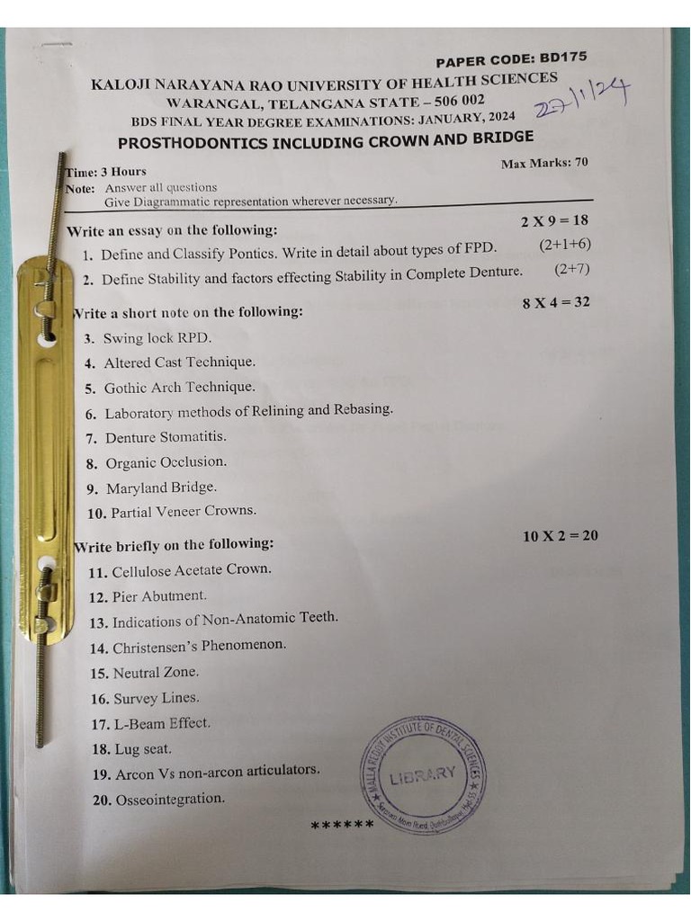 Prostho Pyq-Pages | PDF