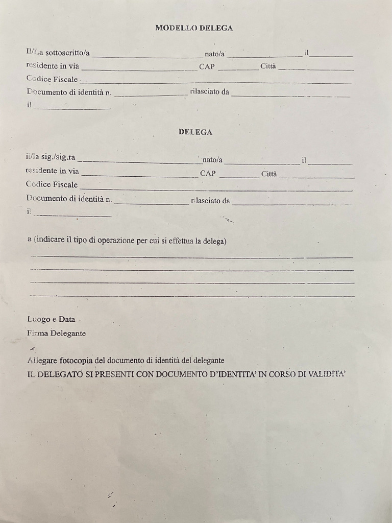 Delega Di Rappresentanza | PDF