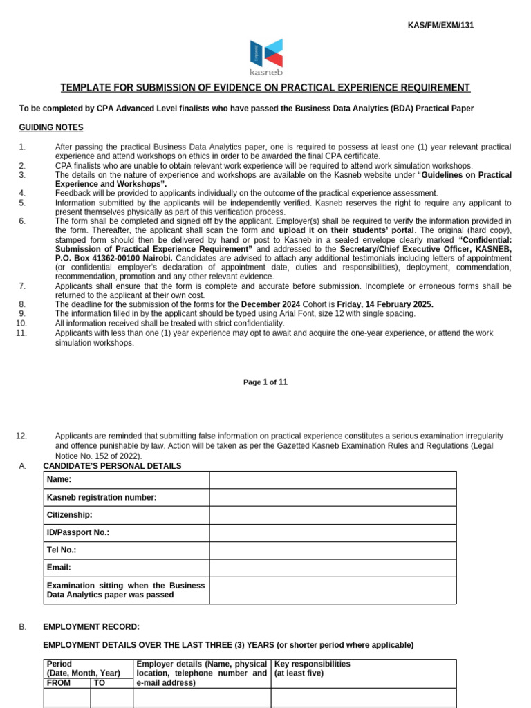 CPA Evidence Submission Template | PDF | Audit | Taxes
