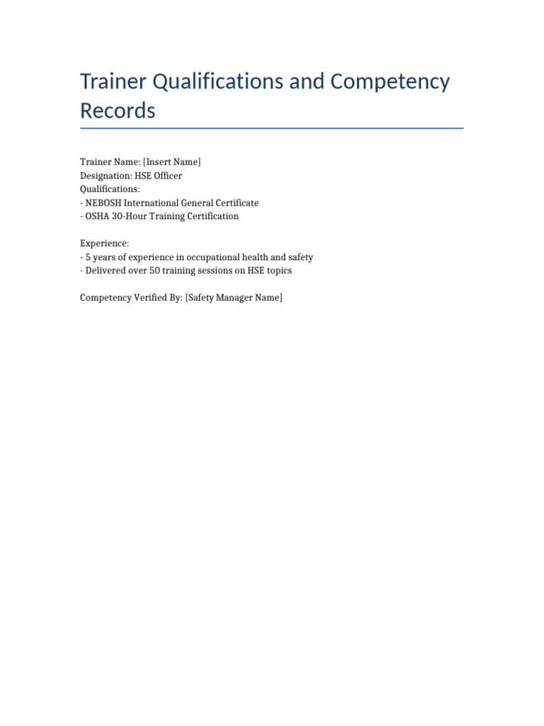 Trainer Qualifications and Competency | PDF