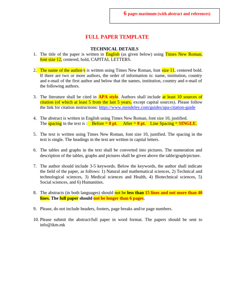 Full Paper Submission Guidelines | PDF | Abstract (Summary) | Citation