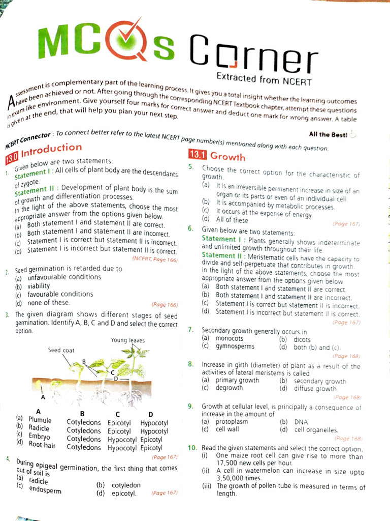 Plant Growth and Development Botany Ncert at Your Fingertips MTG Book | PDF | Auxin | Plant Hormone