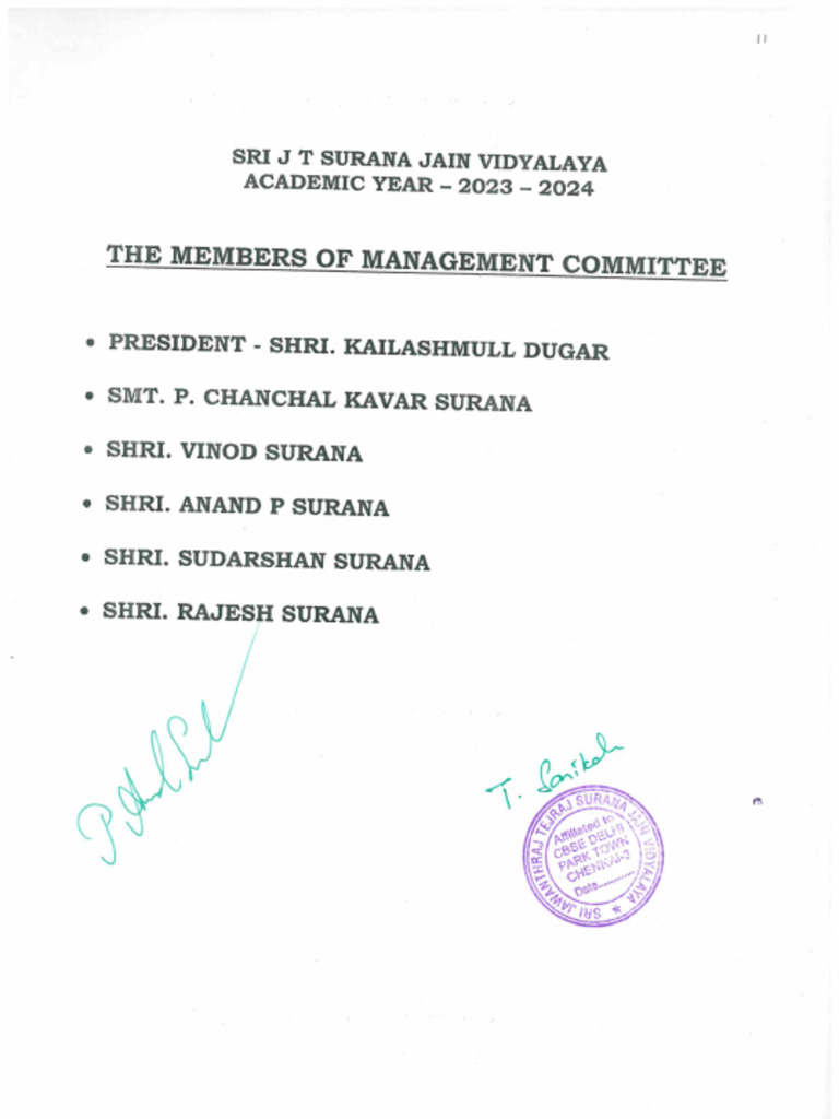 Management Committee List SMC | PDF