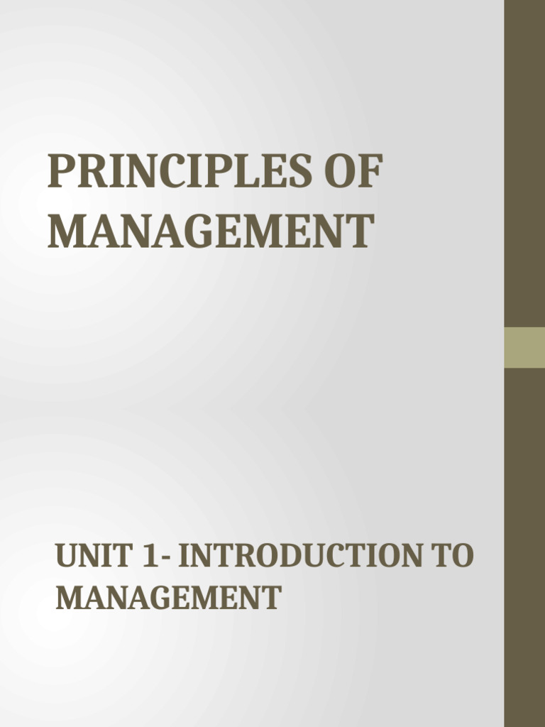 Principles of Management Unit 1 | PDF | Science | Employment