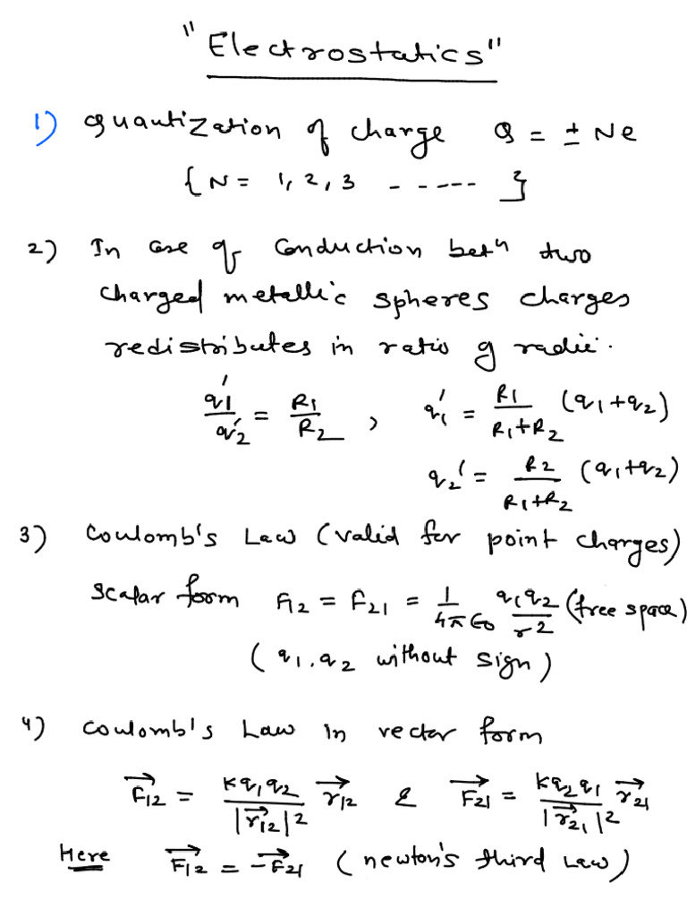 Electrostatics Short Notes | PDF
