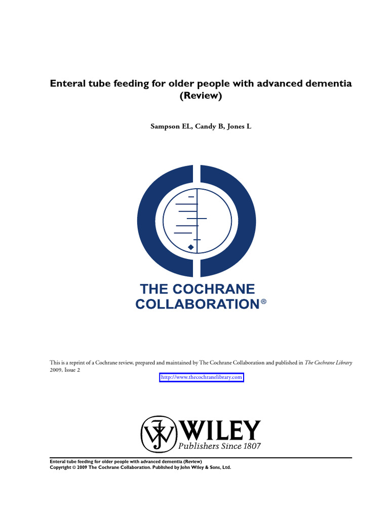Cochrane Review Enteral Feeding and Dementia | PDF | Dementia ...