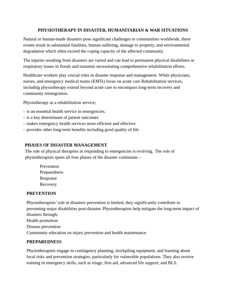 Disaster | PDF | Physical Therapy | Emergency Management
