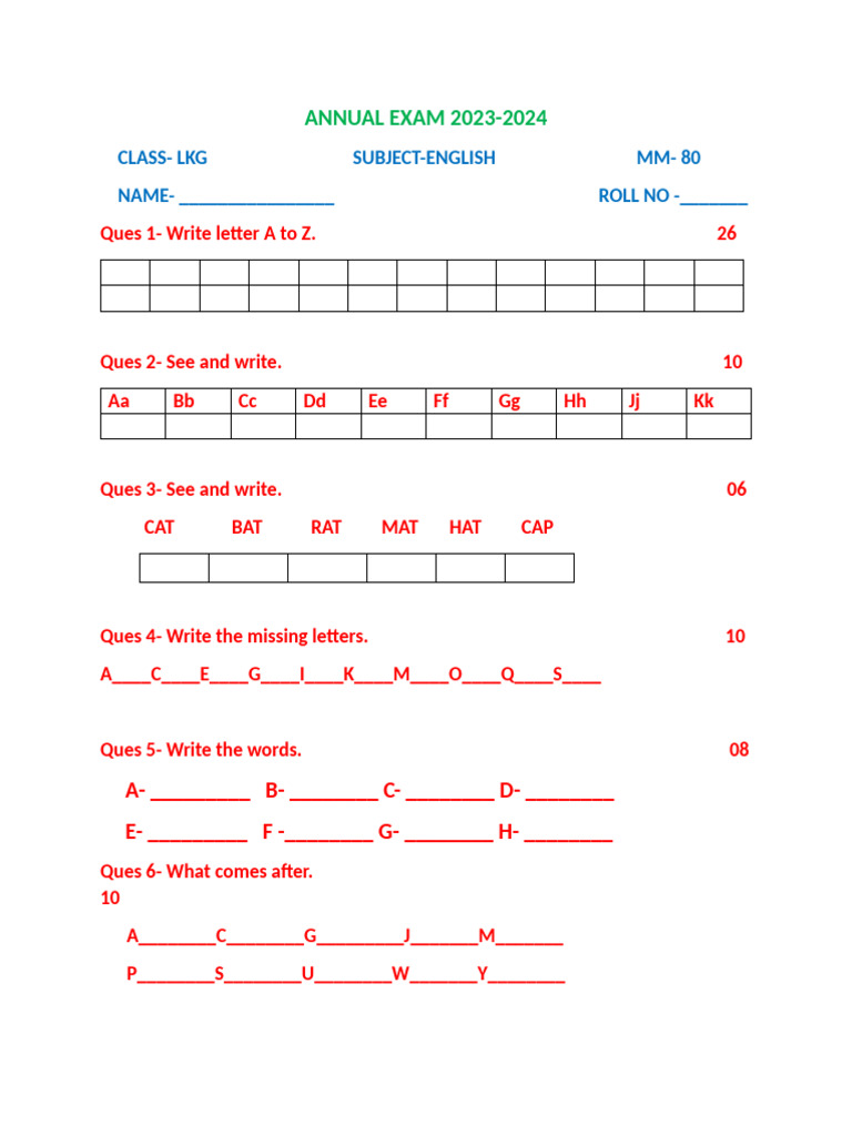 Annual Exam 2023 English | PDF