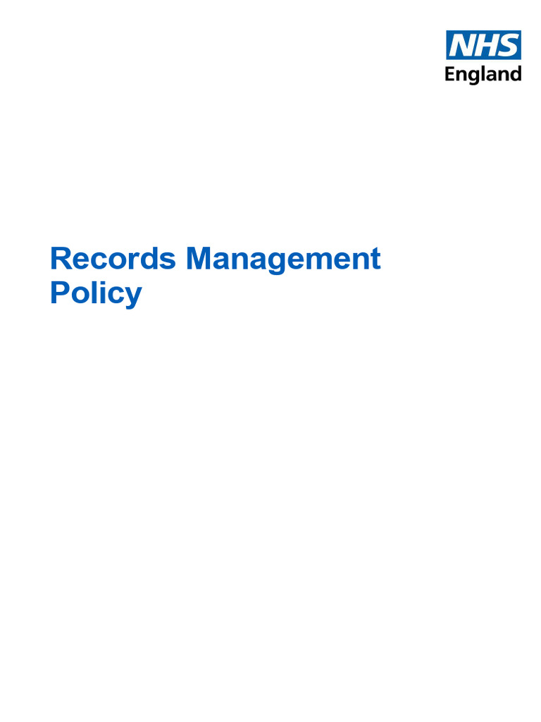 NHS England Records Management Policy | PDF | Records Management ...