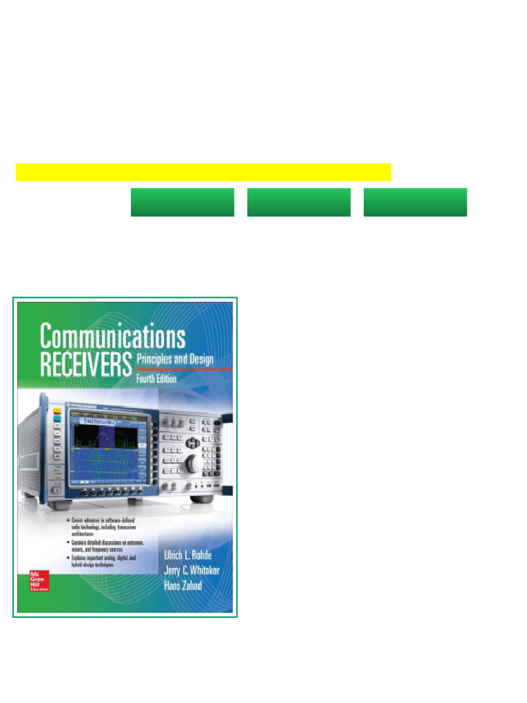 (Ebook) Communications Receivers: Principles and Design by Ulrich L ...
