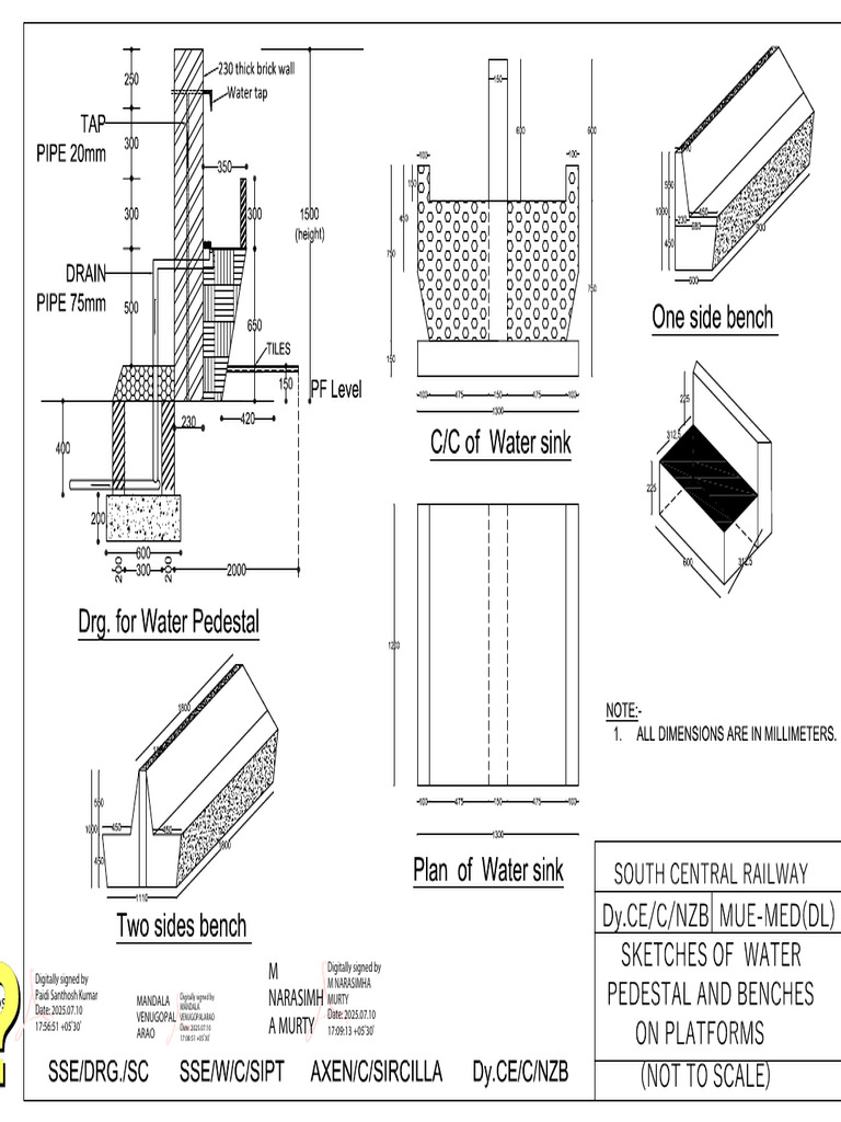 Cross Section of Water Pedestal and Benches On Platforms | PDF