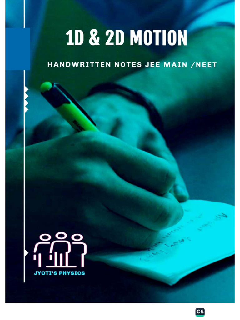 1D & 2D Motion HWN Jee Neet | PDF