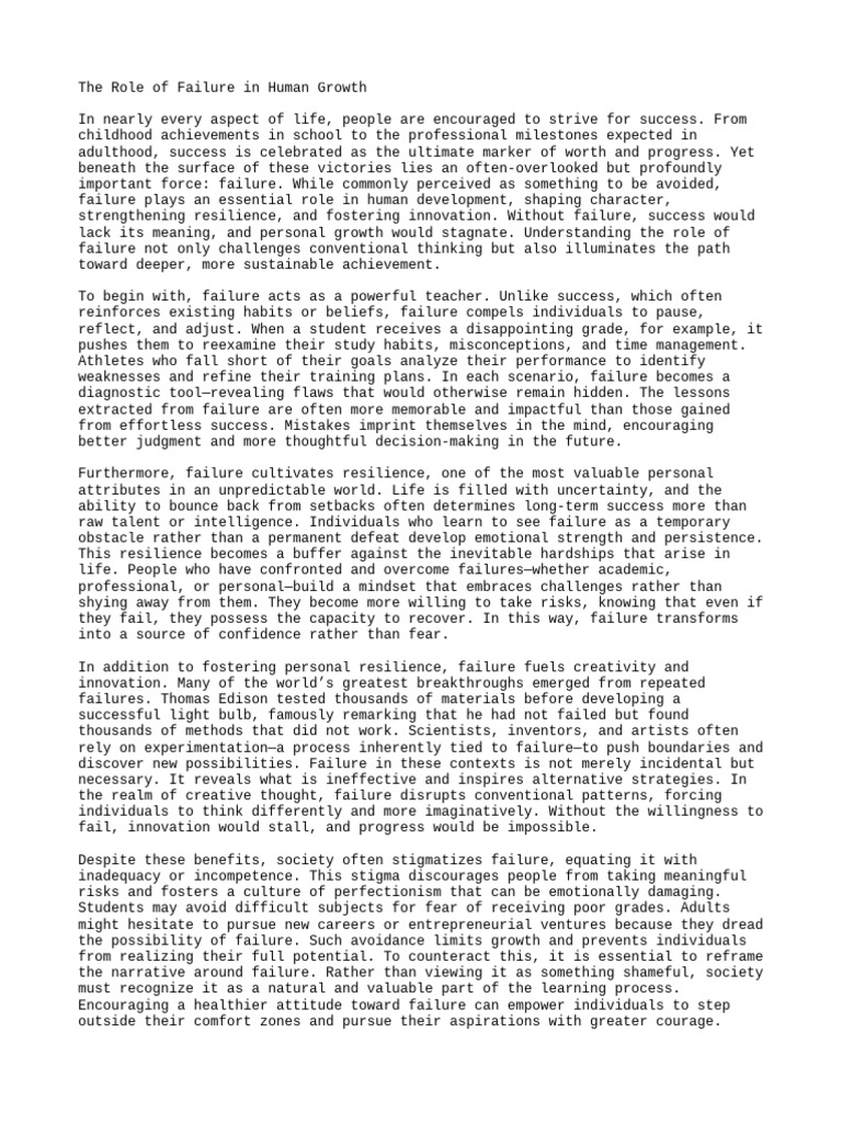 The Role of Failure in Human Growth | PDF | Psychological Resilience ...