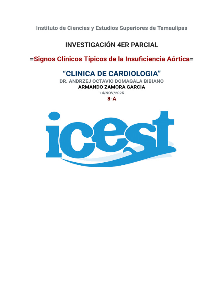 Signos Clínicos Típicos de La Insuficiencia Aórtica# - AZG | PDF ...