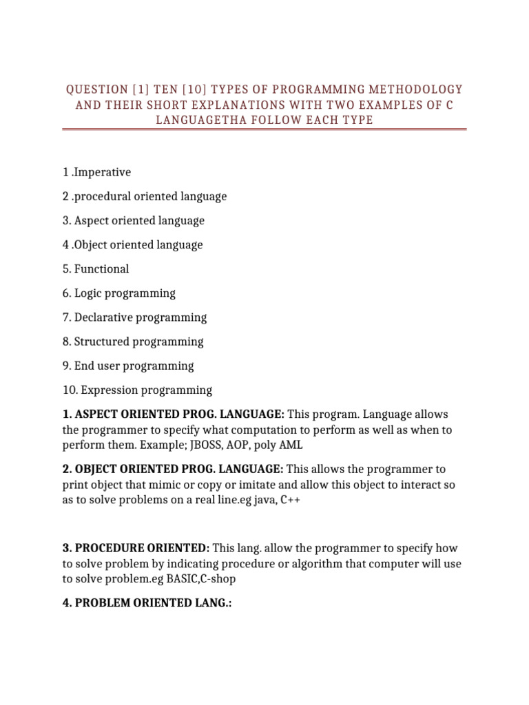 Types of Programming Methodology | PDF