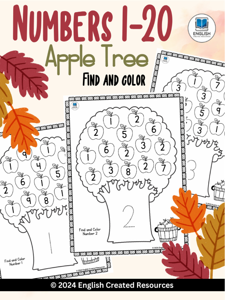 Numbers 1 20 Apple Tree Copyright 2024 English Created Resources | PDF