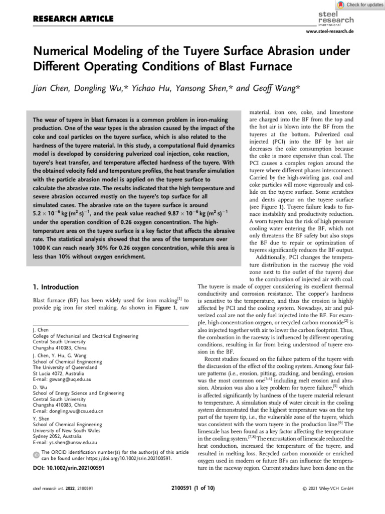 Steel Research International - 2022 - Chen - Numerical Modeling of The ...