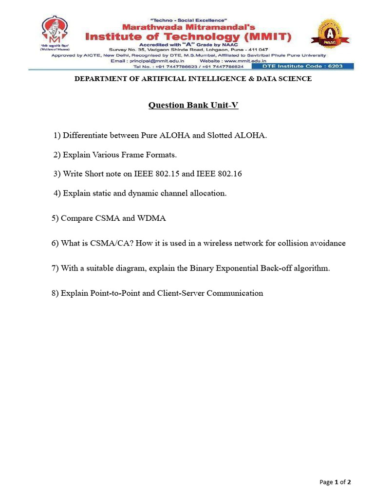 Quetion Bank Unit-V &VI | PDF