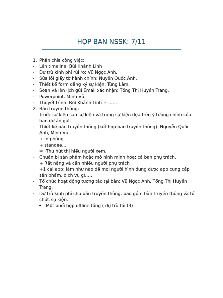 HỌP BAN NSSK | PDF