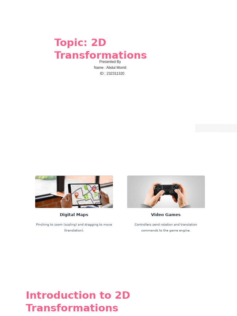 2D Geometric Transformations | PDF | 2 D Computer Graphics | Coordinate System